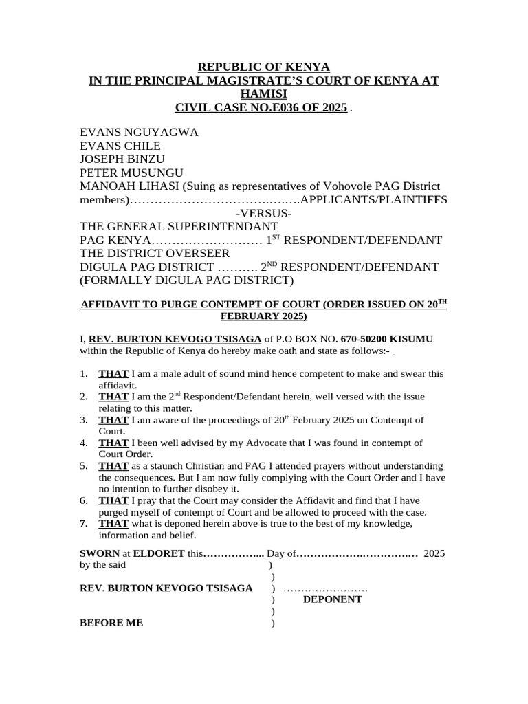 Affidavit To Purge | PDF