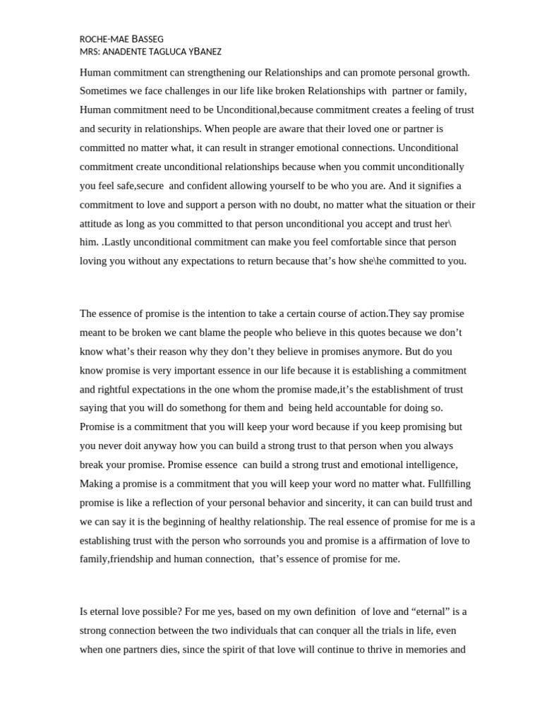 Human Commitment Can Strengthening Our Relationships and Can Promote Personal Growth | PDF ...