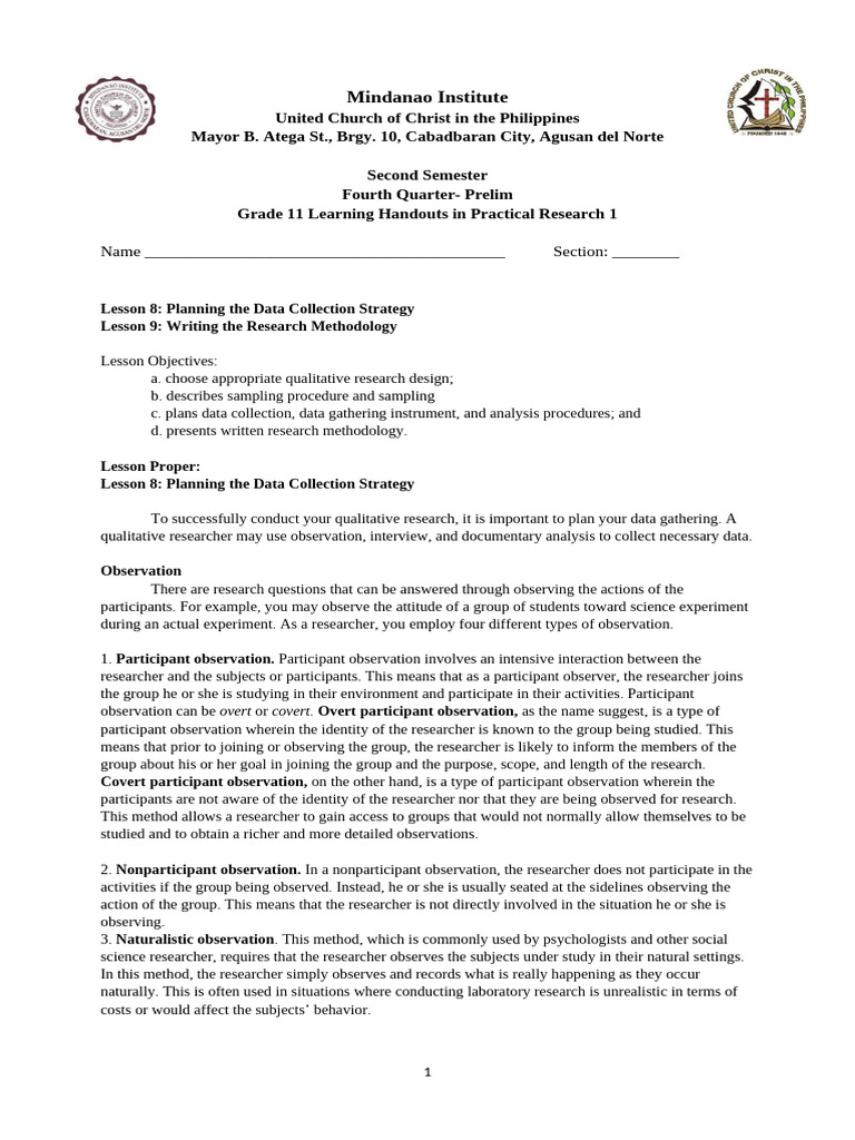 4th Quarter Learning Handouts Prelim Final 1 | PDF | Focus Group ...