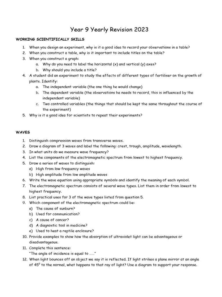 Year 9 Science Revision Guide 2023 | PDF | Chemical Elements | Periodic ...