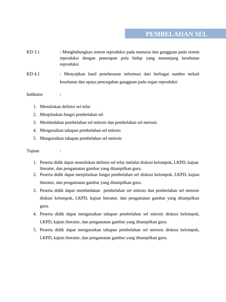 LKPD Sistem Reproduksi Manusia | PDF