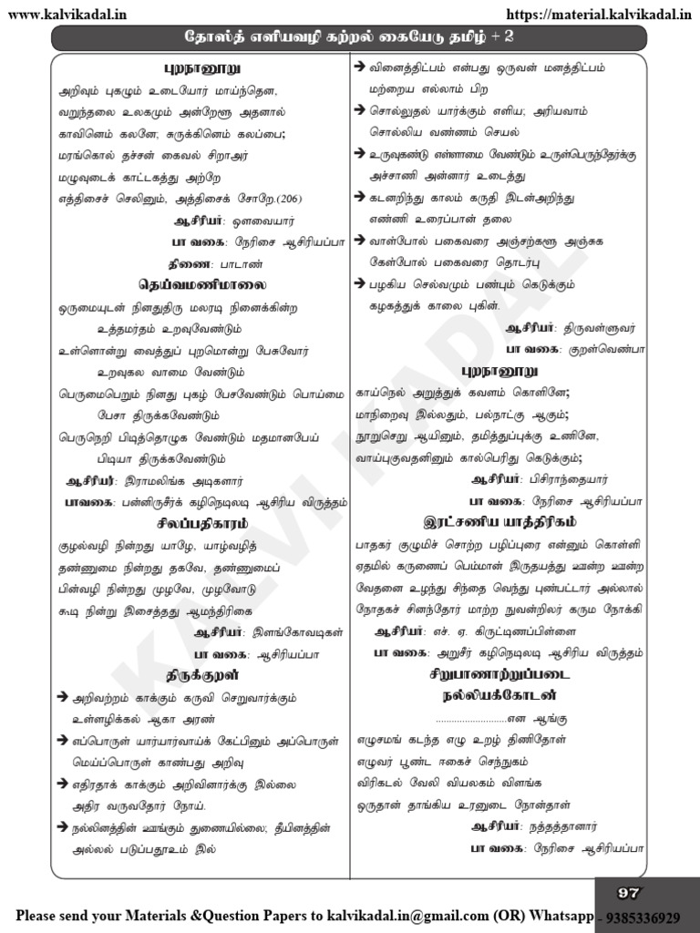 Tamil Memory Poems | PDF