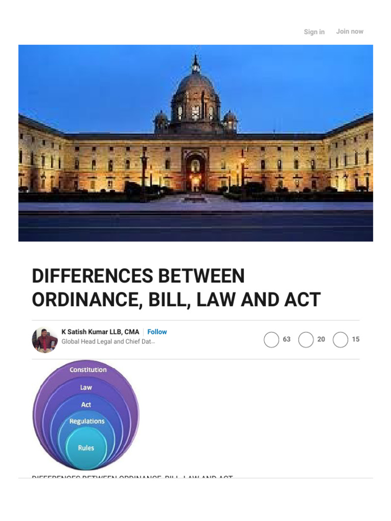 Distinctions: Bill, Ordinance, Act, Law | PDF | Bill (Law) | Public Law