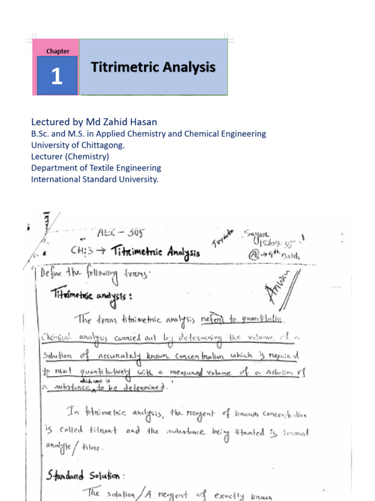Titrimetric Analysis Ch1 | PDF