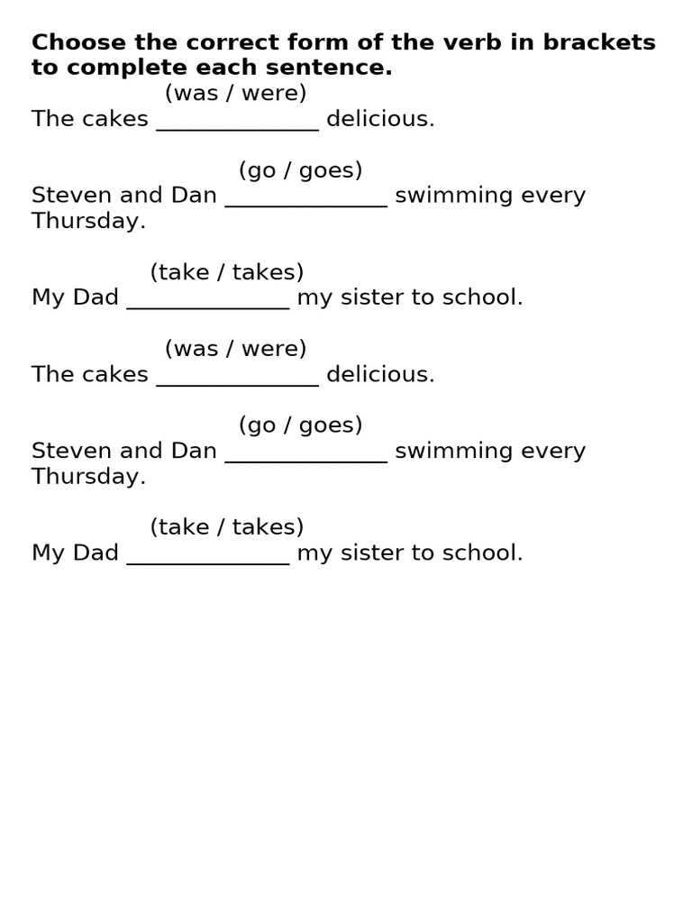 Choose The Correct Form of The Verb | PDF