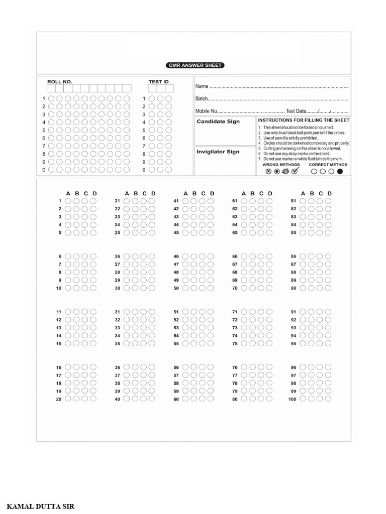 K.D.SIR-OMR 1-100 | PDF