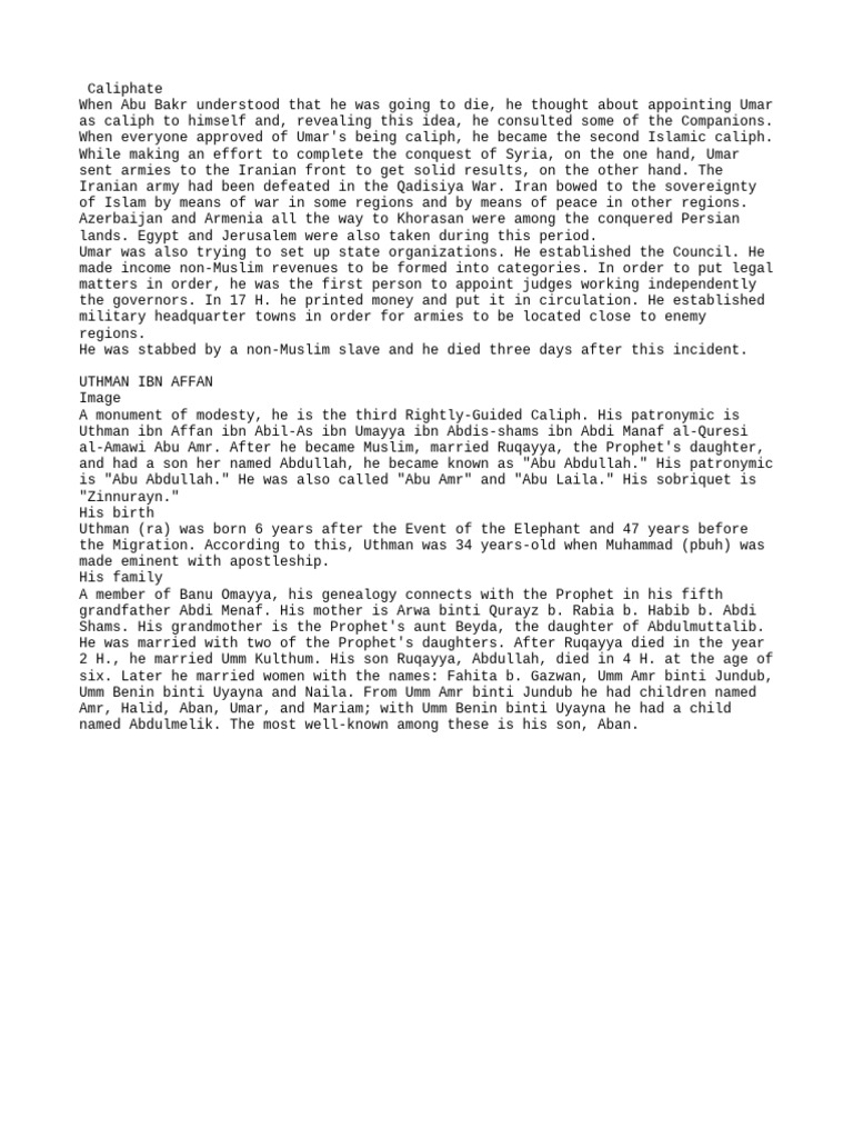 Caliphate When Abu Bakr | PDF | Umar | Caliphate