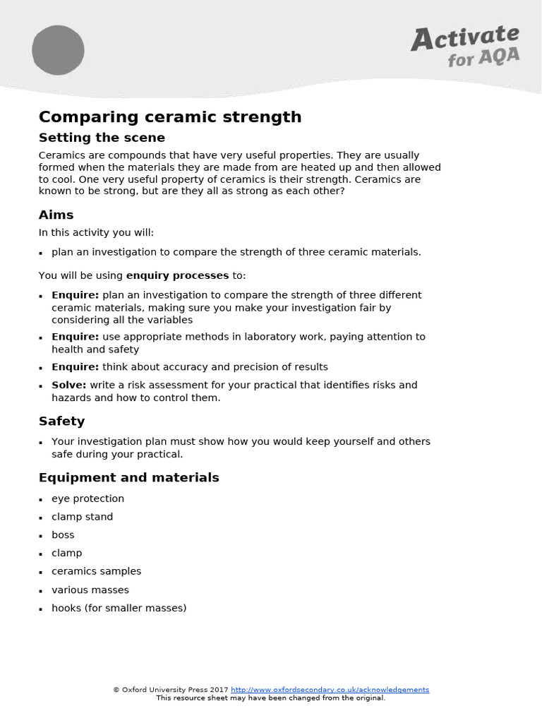 Comparing ceramic strenght Planning | PDF