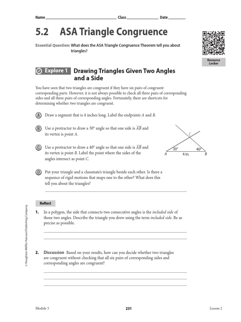 5.2 ASA Triangle Congruence | PDF | Triangle | Elementary Mathematics