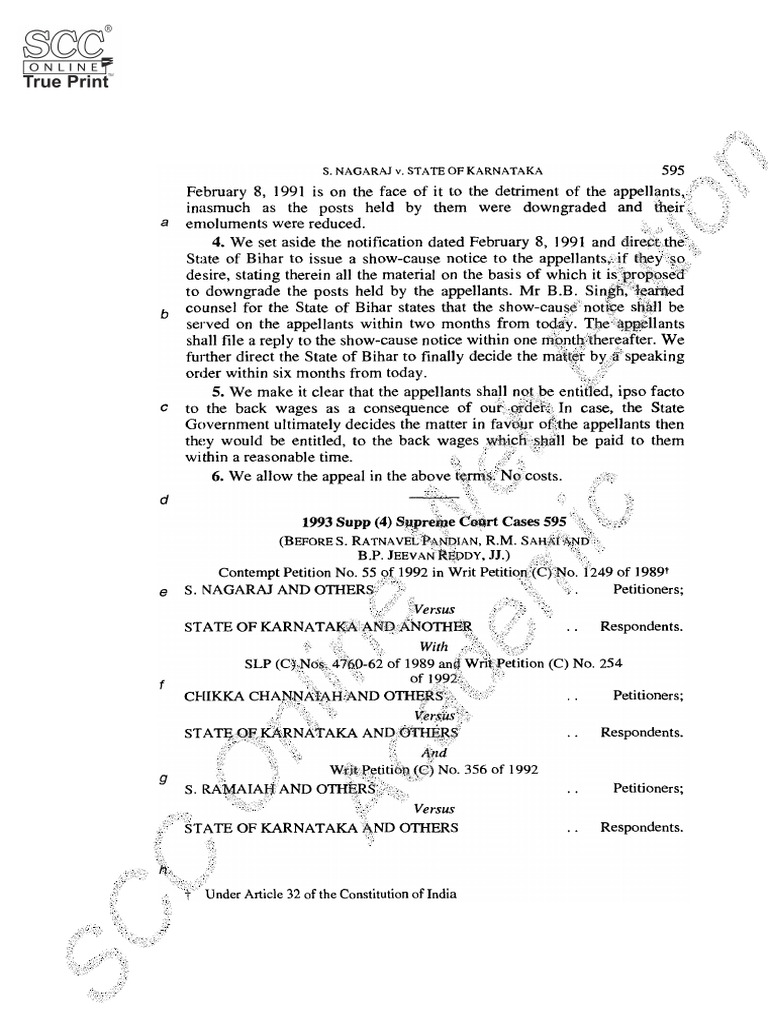 S. Nagaraj vs State of Karnataka, Rectification of order having mistake of fact | PDF