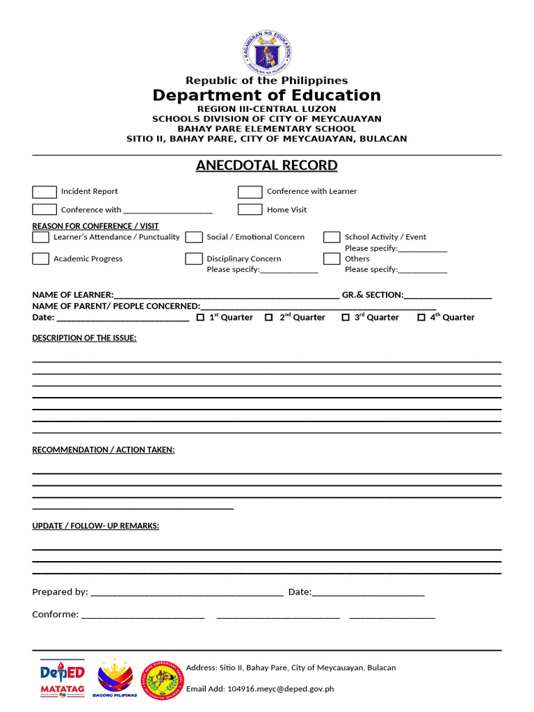 Anecdotal Record - 2020 2021 | PDF