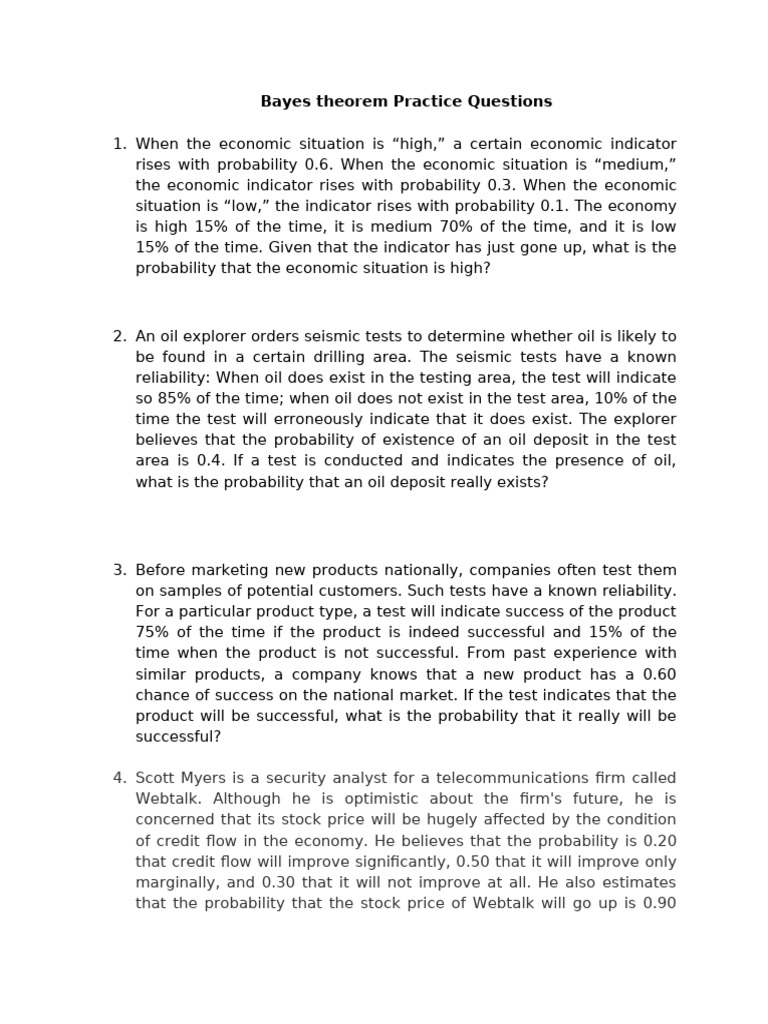 Bayes Theorem Practice Questions | PDF | Polygraph