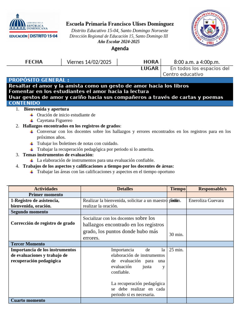 Agenda Enamorate de La Lectura 14 Febrero 2025 | PDF