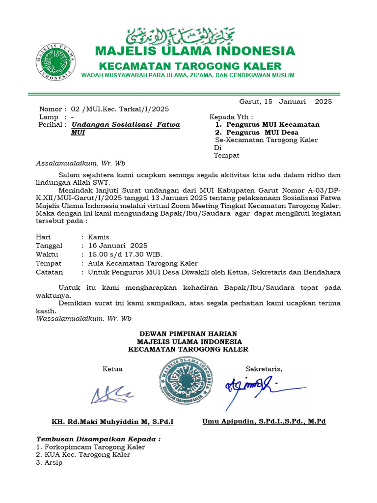 Undangan Sosialisasi Fatwa MUI | PDF