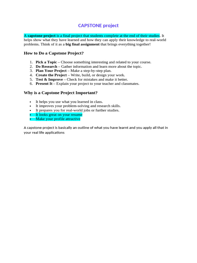 CAPSTONE Project | PDF