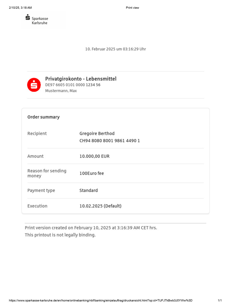 Payment Summary for Gregoire Berthod | PDF