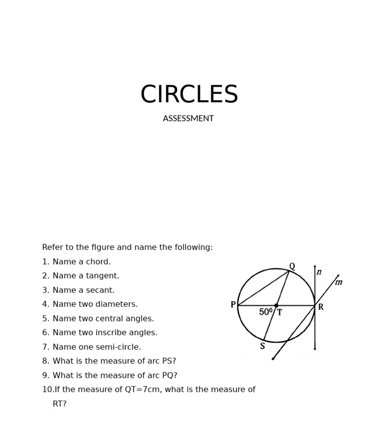 Circle Geometry Quiz | PDF