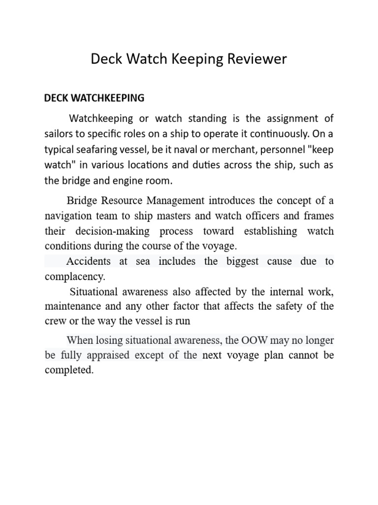 Deck Watch Keeping Reviewer Updated | PDF | Rudder | Shipping