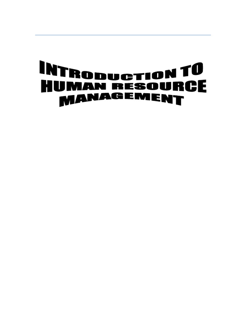Introduction to Human Resource Management | PDF | Human Resource ...