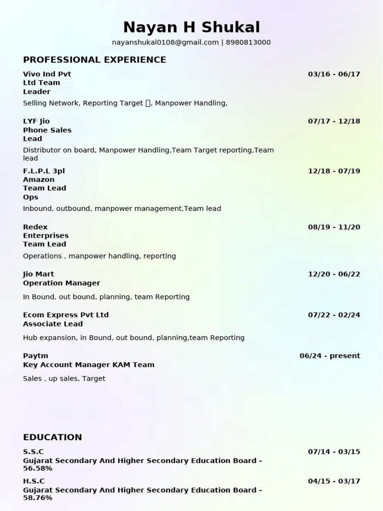 Sales Nayan H Shukal - Resume | PDF