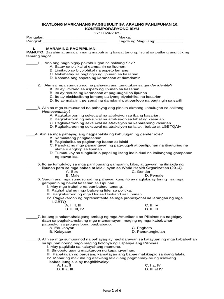 Q3 APAN 10 Periodic Exam | PDF