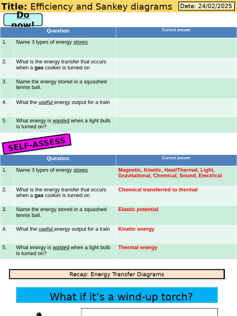 Efficiency and Sankey Diagrams 2022-23 | PDF | Incandescent Light Bulb ...