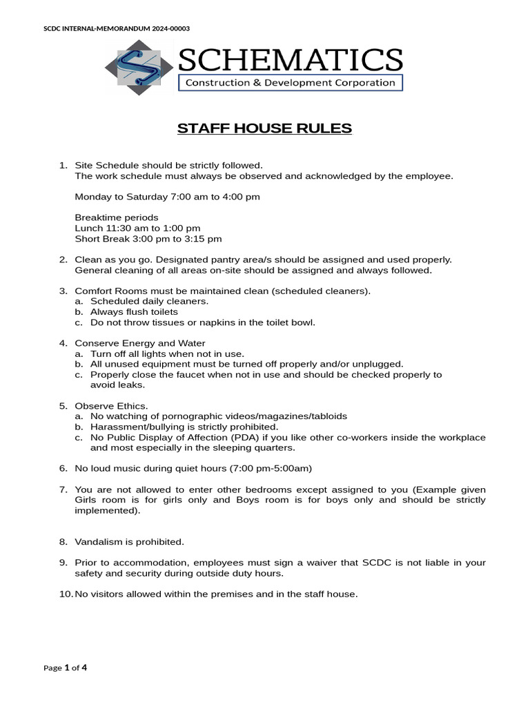 SCDC Staff House Rules 2024 | PDF | Legal Liability