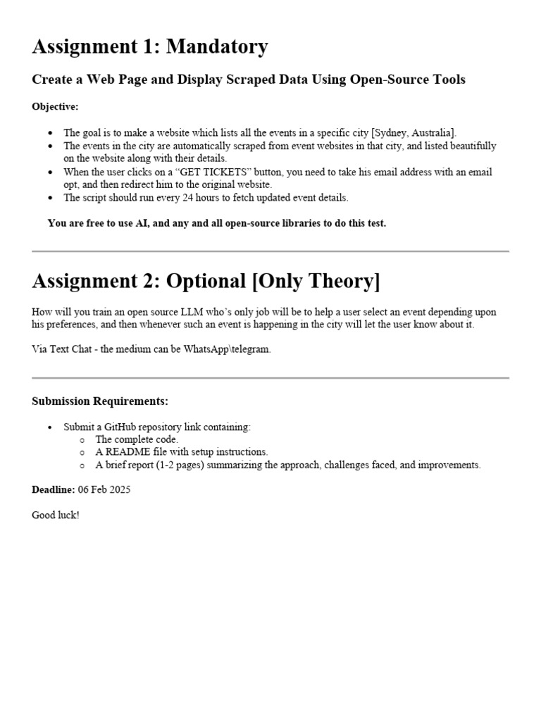 Assignment Internship Full Stack | PDF