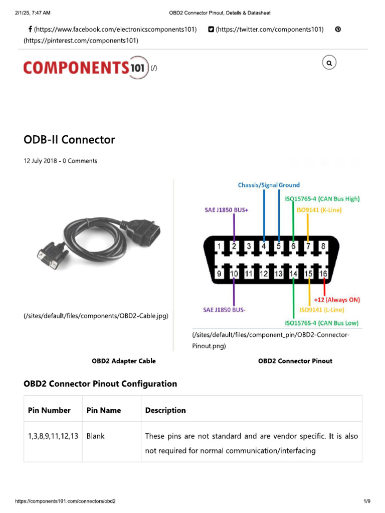 OBD pinout | PDF