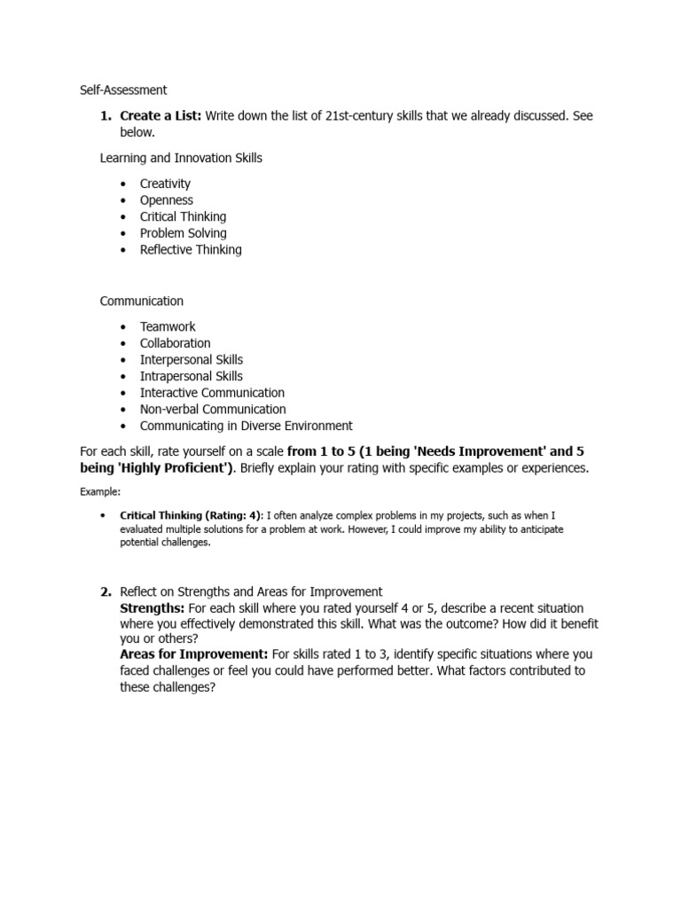 21st-Century Skills Self-Assessment | PDF