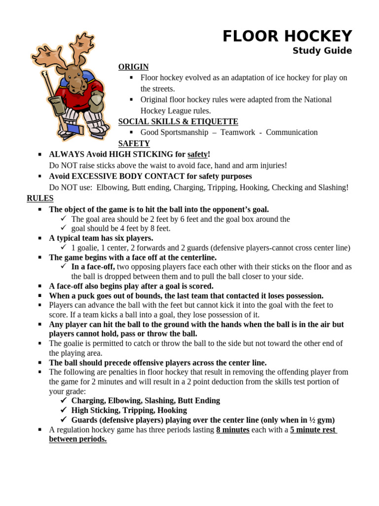 Floor Hockey Study Guide | PDF | Ice Hockey | Sports