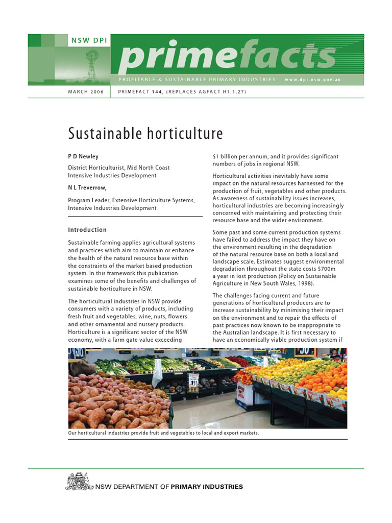 Sustainable Horticulture - Primefact 144-Final | PDF | Soil | Weed