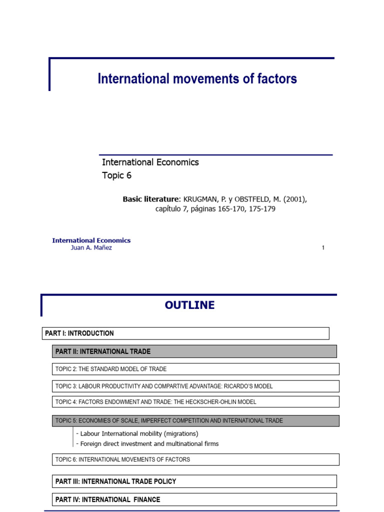 Topic 6 - Movements of Factors | PDF | Labour Economics | International Economics