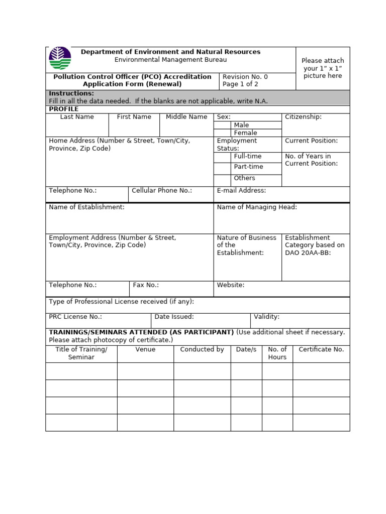 PCO Accreditation Renewal of Application Form | PDF