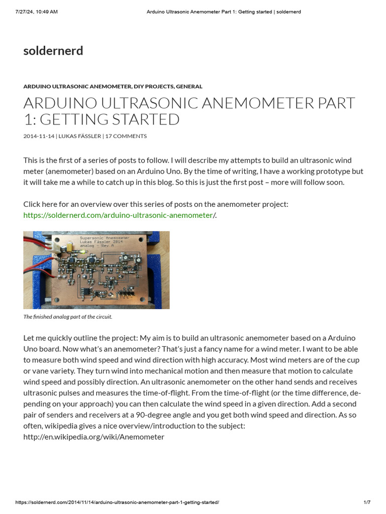 Soldernerd 2D Anemometer | PDF | Detector (Radio) | Resistor