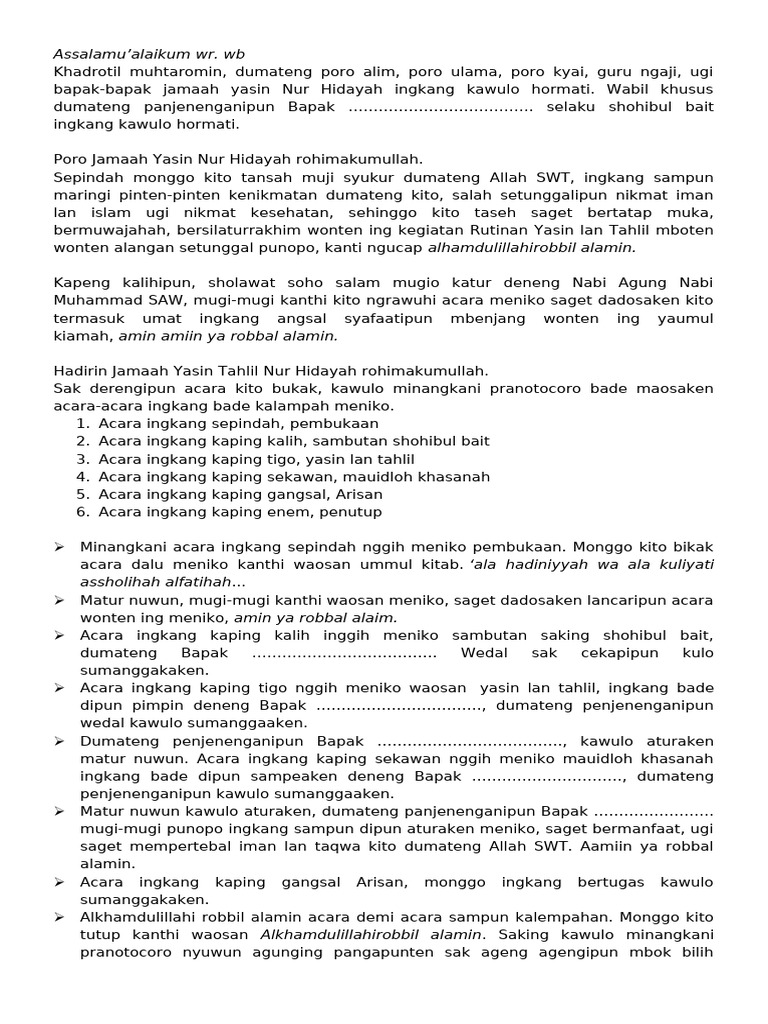 Susunan Acara Yasinan Rutin | PDF