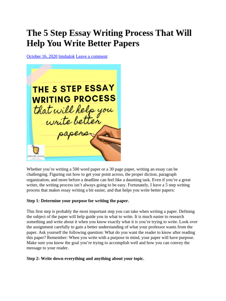 The 5 Step Essay Writing Process That Will Help You Write Better Papers ...