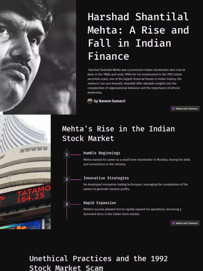 Harshad Shantilal Mehta A Rise and Fall in Indian Finance | PDF | Stock ...
