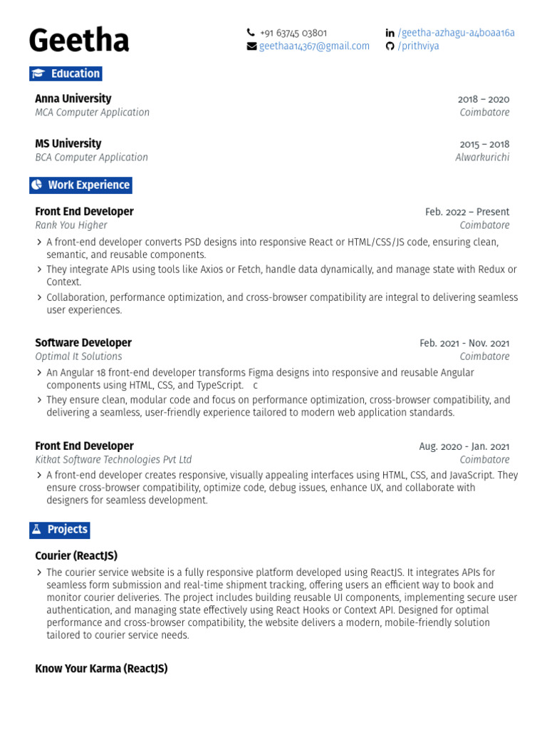 Geetha-Resume | PDF | Systems Architecture | Computer Programming