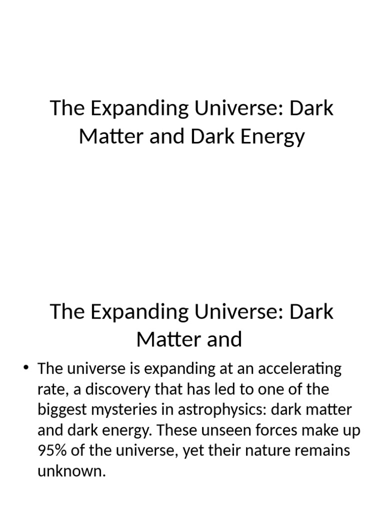 The Expanding Universe Dark Matter and Dark Energy | PDF