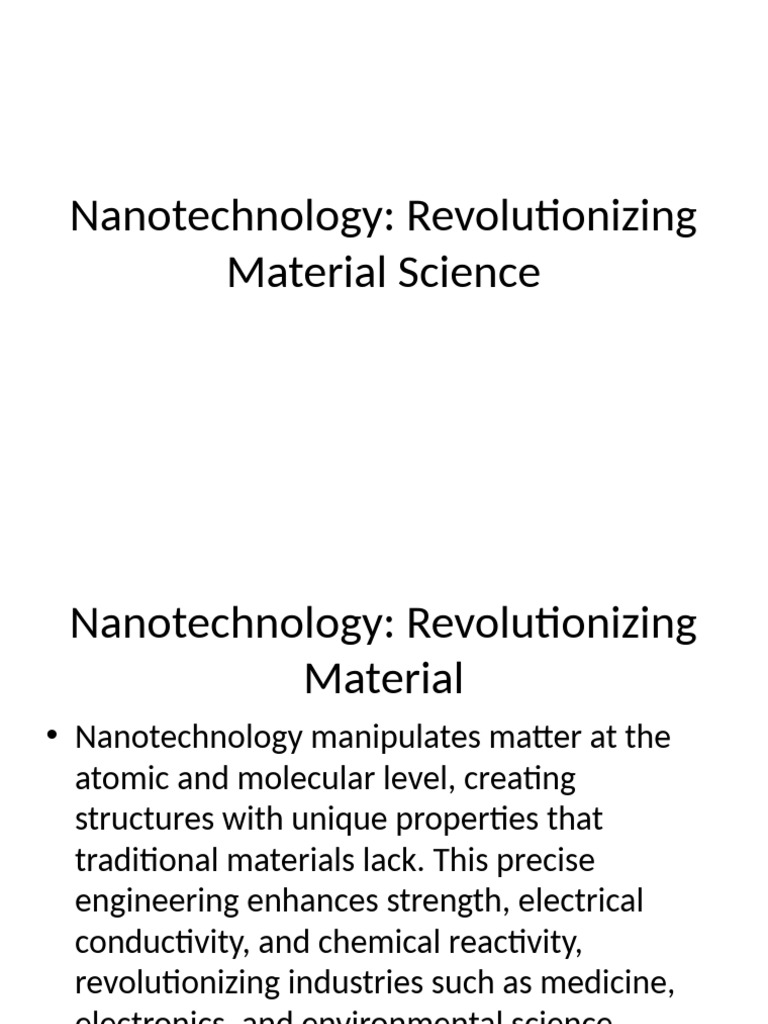 Nanotechnology in Material Science | PDF | Nanotechnology | Nanomaterials