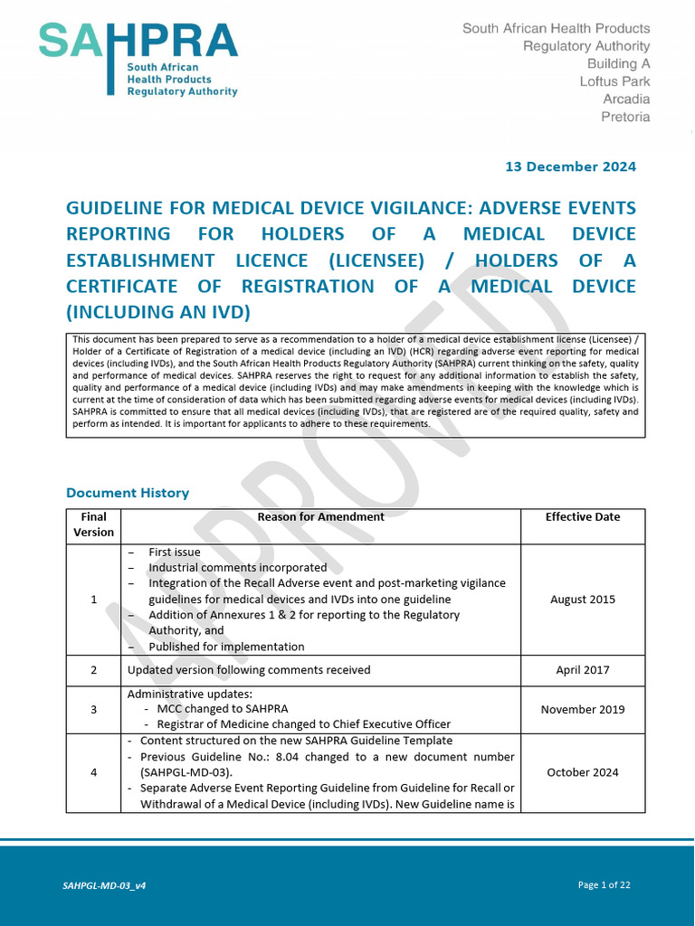 Medical Device Adverse Event Guide | PDF | Medical Device ...