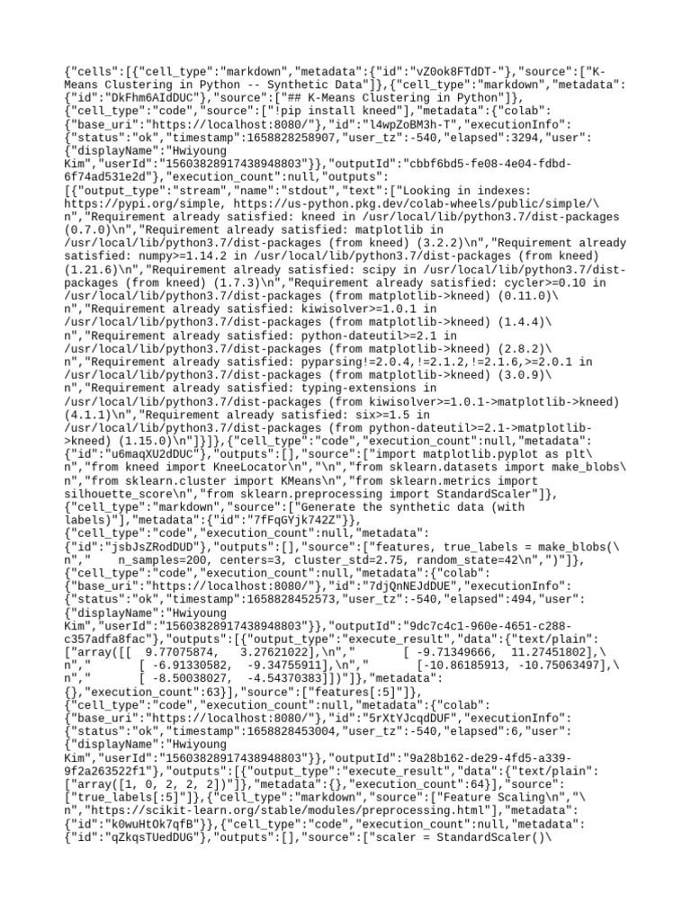 K Means Syntethic - Ipynb | PDF | Data Analysis | Information Science