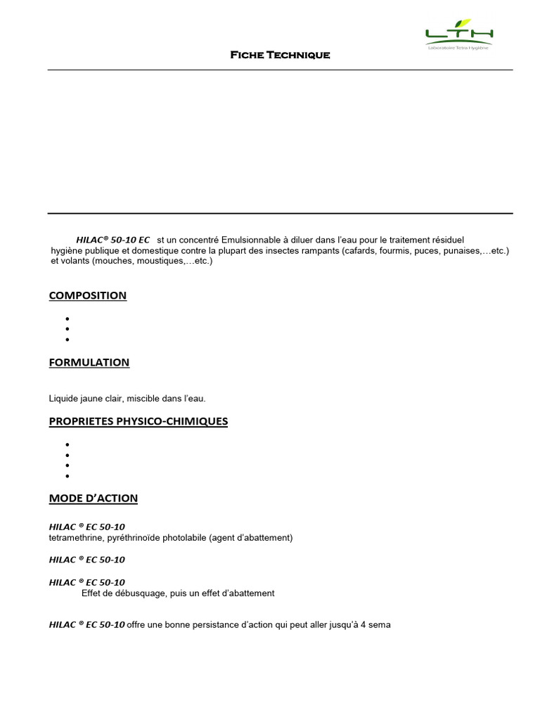 Fiche Technique Hilac | PDF