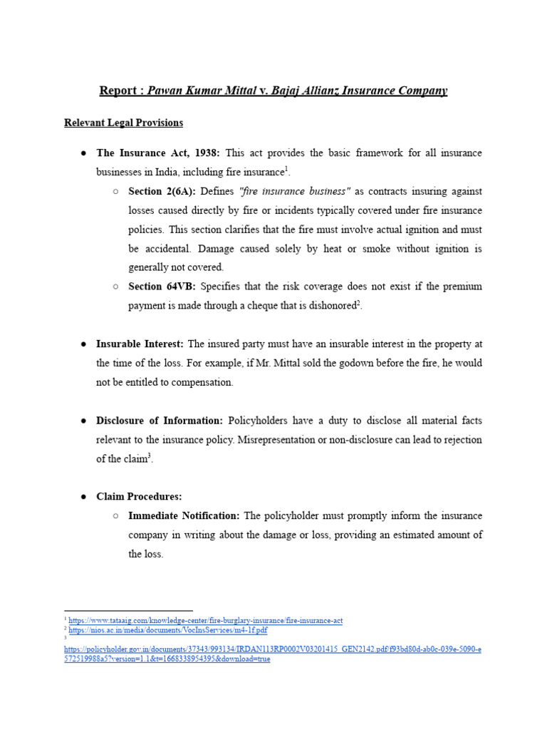 Fire Insurance Claim Dispute | PDF | Civil Law (Legal System ...