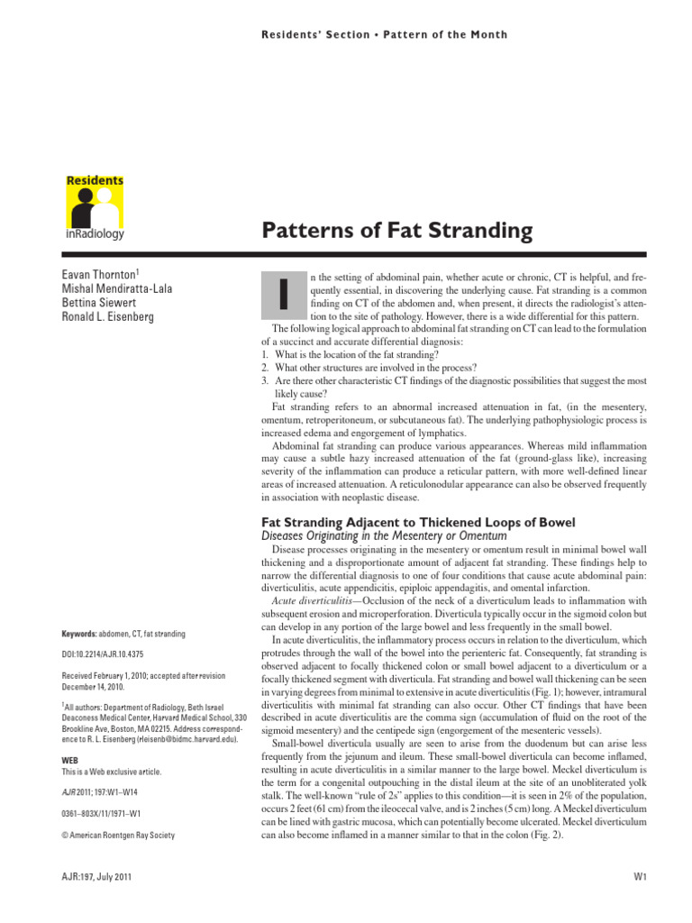 Thornton Et Al 2012 Patterns of Fat Stranding | PDF | Ischemia ...