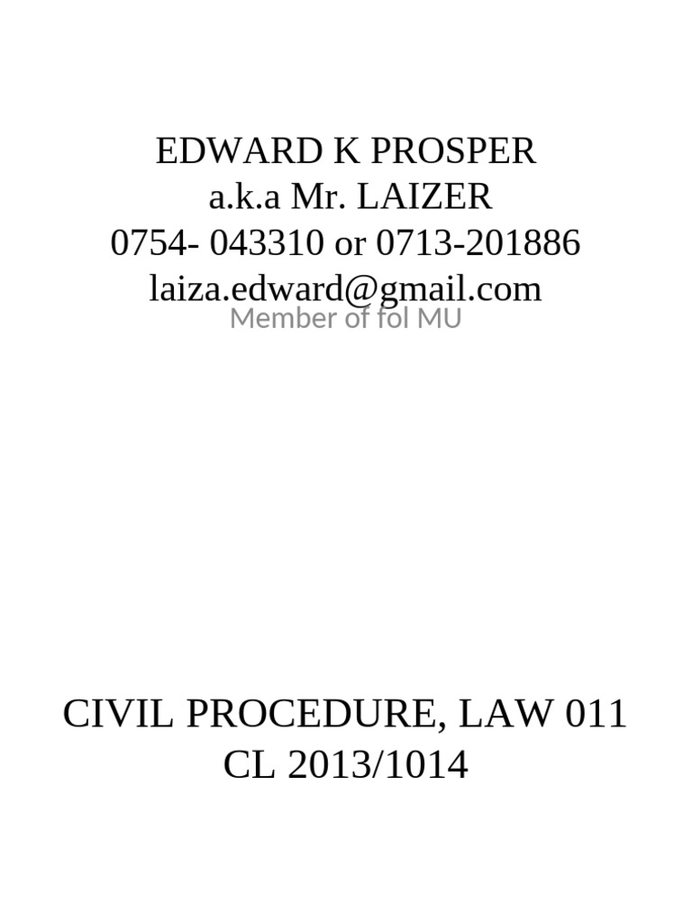 Understanding Civil Procedure Law | PDF | Lawsuit | Judgment (Law)