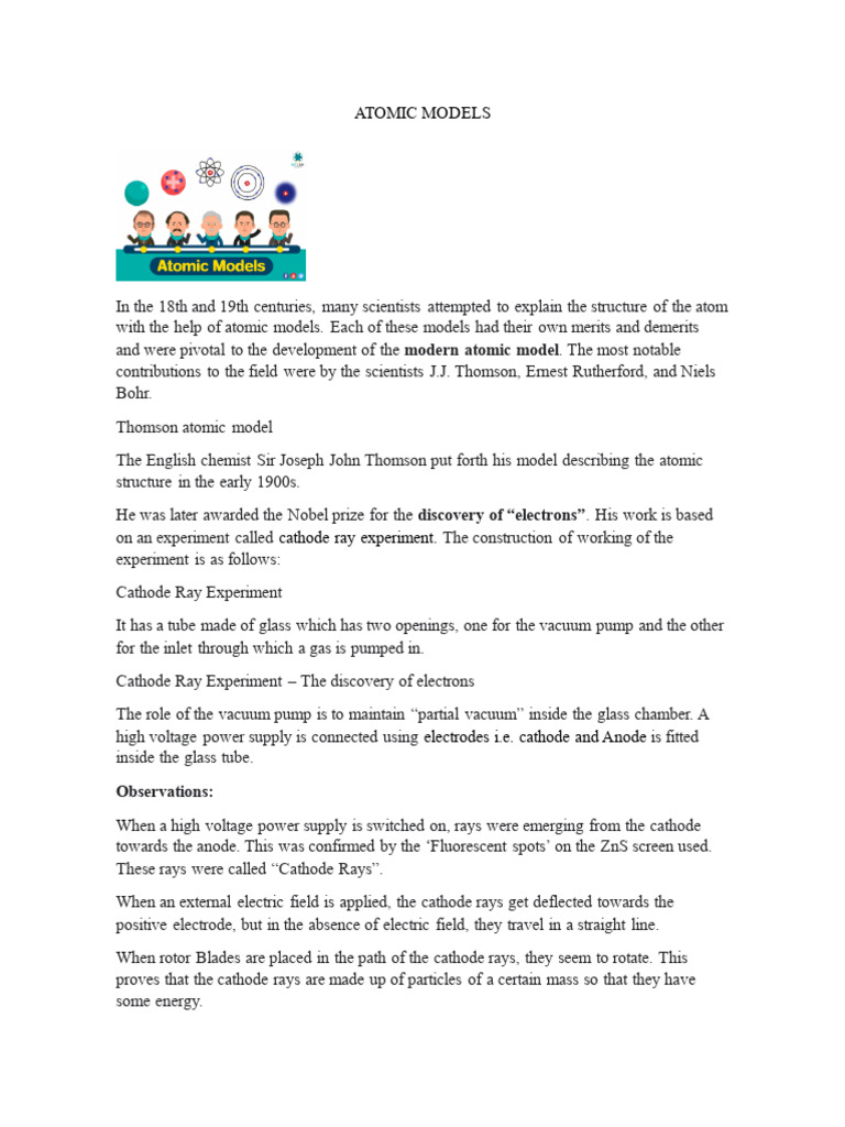 Physics Note Atomic Model | PDF | Atoms | Atomic Nucleus