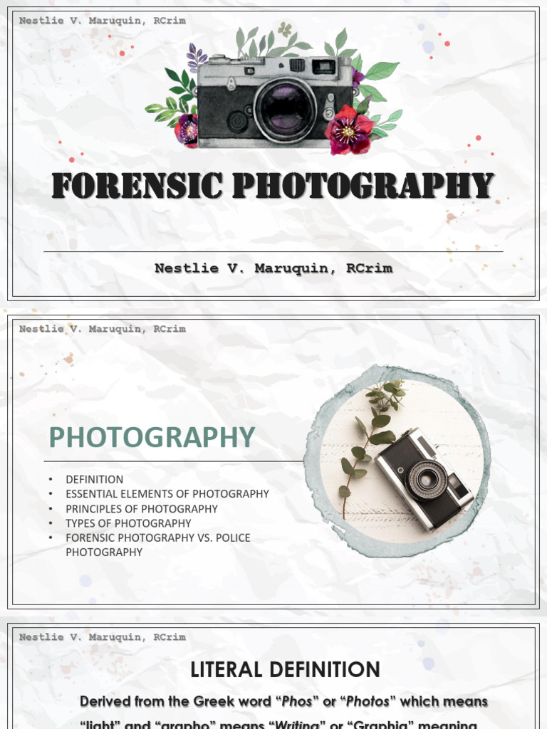 Forensic Photography Lec | PDF | Camera | Camera Lens