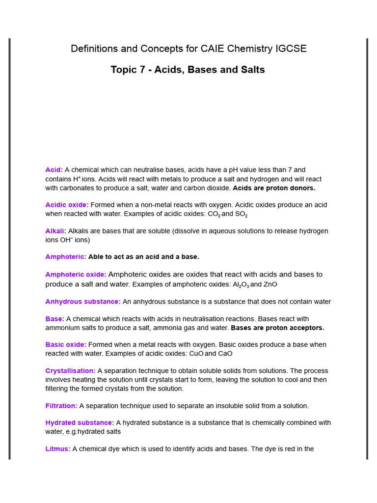 CH 11,12-Acid, Base, Salt Notes | PDF | Acid | Ph